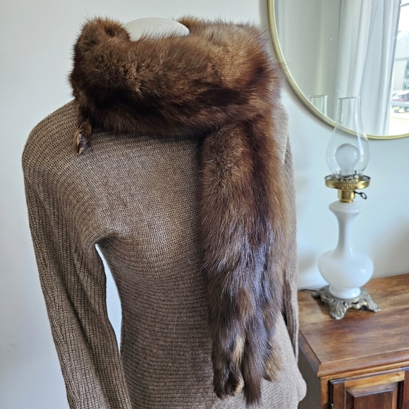 Accessories | Antique 4s American Dark Brown Authentic Real Mink Stole ...
